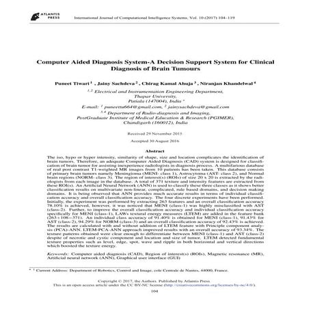 Computer Aided Diagnosis Sytem- A decision support system for clinical Diagnosis of Different ...