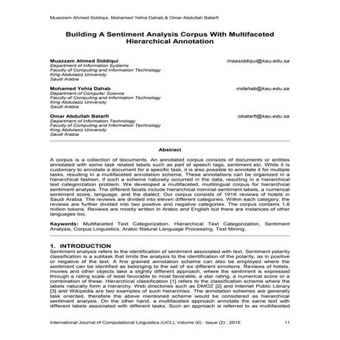 Building A Sentiment Analysis Corpus With Multifaceted Hierarchical Annotation Pdf