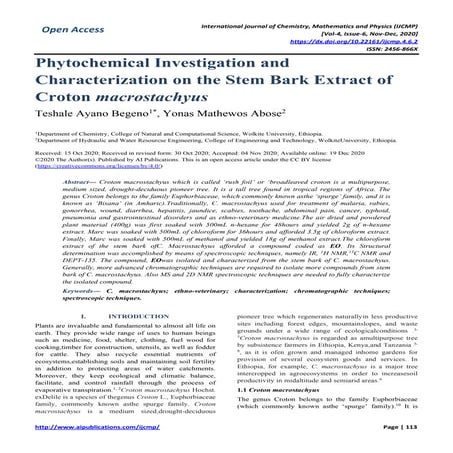 Phytochemical Investigation and Characterization on the Stem Bark ...