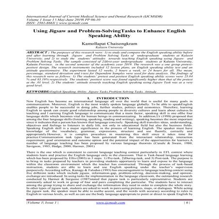 Using Jigsaw and Problem-SolvingTasks to Enhance English Speaking ...