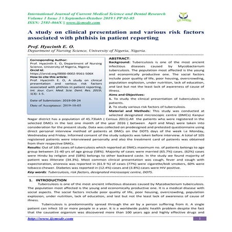 A study on clinical presentation and various risk factors associated ...