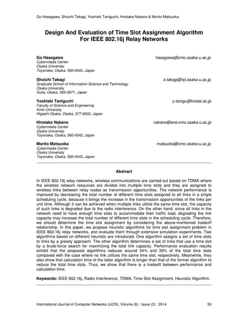 Design And Evaluation Of Time Slot Assignment Algorithm For Ieee 802 16j Relay Networks Pdf