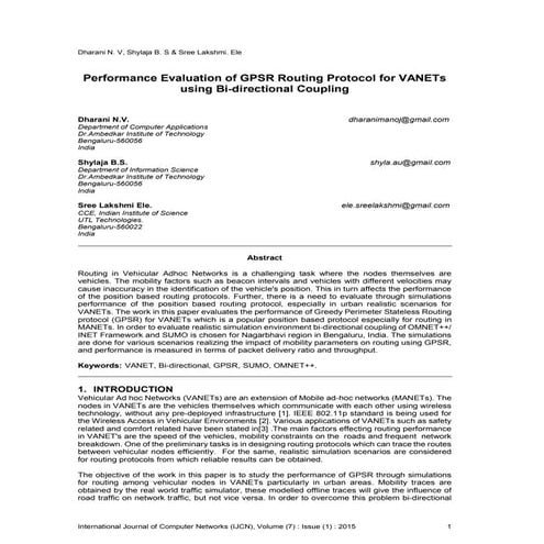 Performance Evaluation Of Gpsr Routing Protocol For Vanets Using Bi
