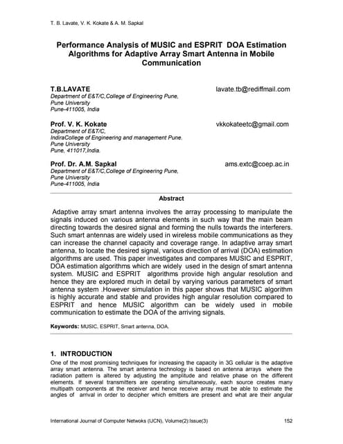 Direction Of Arrival Estimation Using A Sparse Linear Antenna Array Pdf