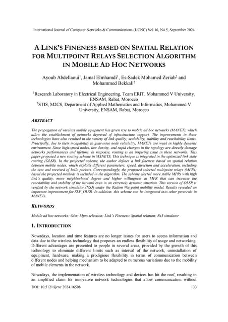 A Links Fineness Based On Spatial Relation For Multipoint Relays Selection Algorithm In Mobile