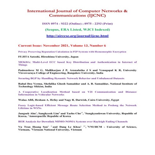 International Journal of Computer Networks & Communications (IJCNC) | PDF