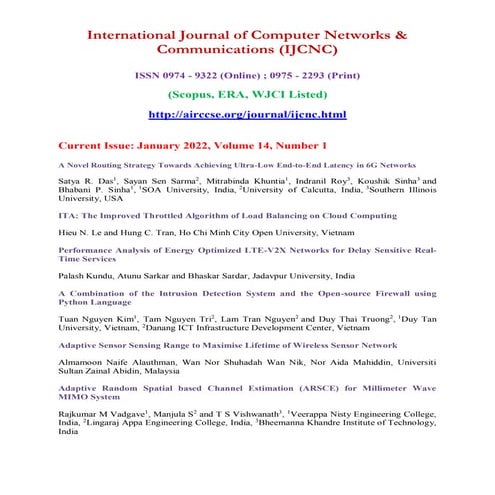 Current Issue - January 2022, Volume 14, Number 1 - International ...