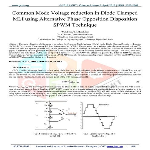 Common Mode Voltage reduction in Diode Clamped MLI using Alternative Phase Opposition ...