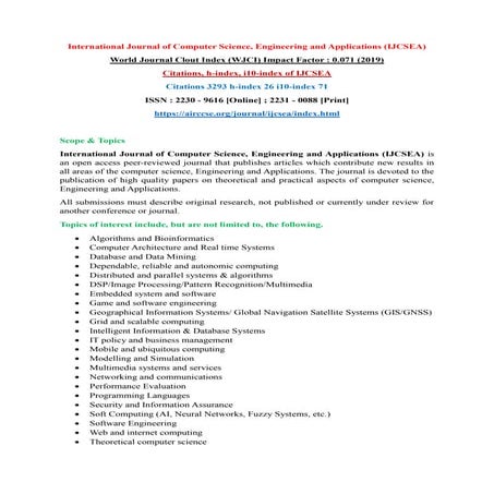 CFP: International Journal of Computer Science, Engineering and ...