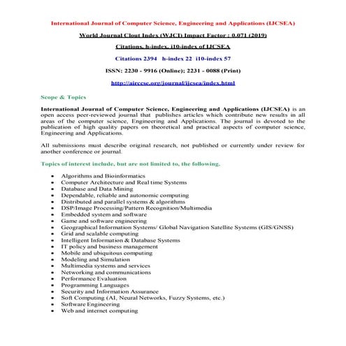 CFP - International Journal of Computer Science, Engineering and ...
