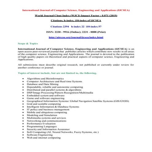 International Journal of Computer Science, Engineering and Applications ...
