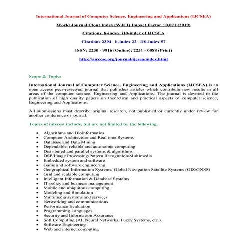 International Journal of Computer Science, Engineering and Applications (IJCSEA) | PDF ...