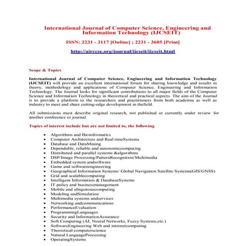 International Journal of Computer Science, Engineering and Information ...
