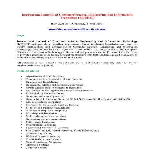 International Journal of Computer Science, Engineering and Information ...