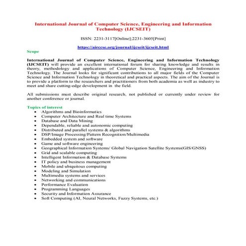 International Journal of Computer Science, Engineering and Information ...