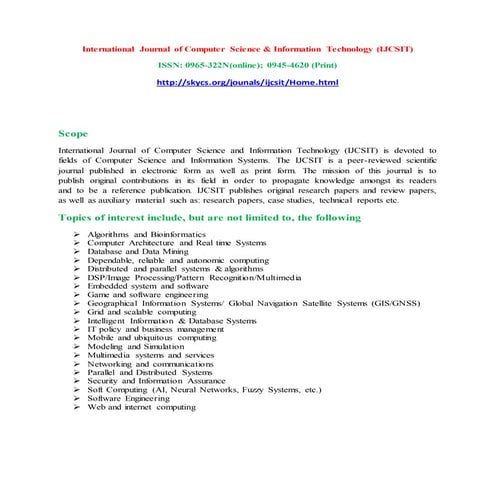 International Journal of Computer Science & Information Technology (IJCSIT) | DOCX | Computing ...