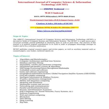 Call for Articles - International Journal of Computer Science & Information Technology (IJCSIT ...