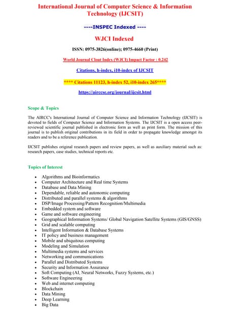Call for Papers - International Journal of Computer Science ...