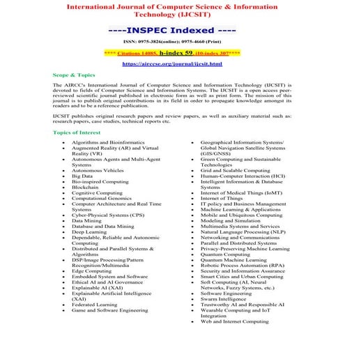 Call for Papers - International Journal of Computer Science & Information Technology (IJCSIT)- H ...