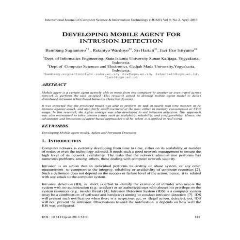 Developing Mobile Agent For Intrusion Detection Pdf