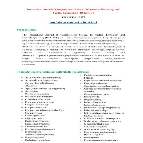 The International Journal of Computational Science, Information ...