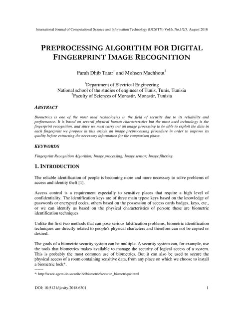 Portable And Efficient Fingerprint Authentication System Based On A Microcontroller Pdf