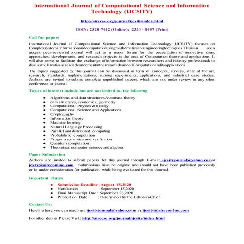 International Journal of Computational Science and Information ...