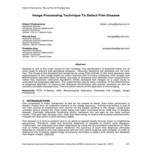 Image Processing Technique To Detect Fish Disease | PDF