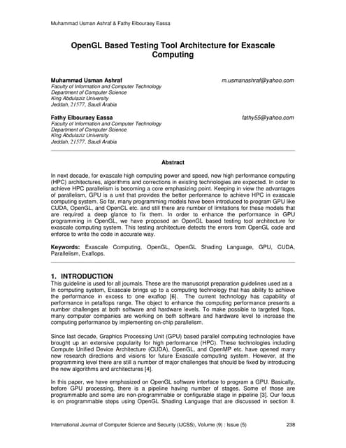 Opengl Based Testing Tool Architecture For Exascale Computing Pdf
