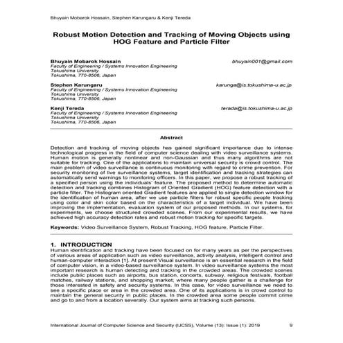 Robust Motion Detection And Tracking Of Moving Objects Using Hog 9330