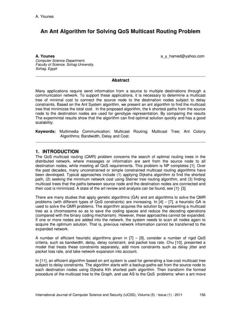 An Ant Algorithm For Solving Qos Multicast Routing Problem Pdf