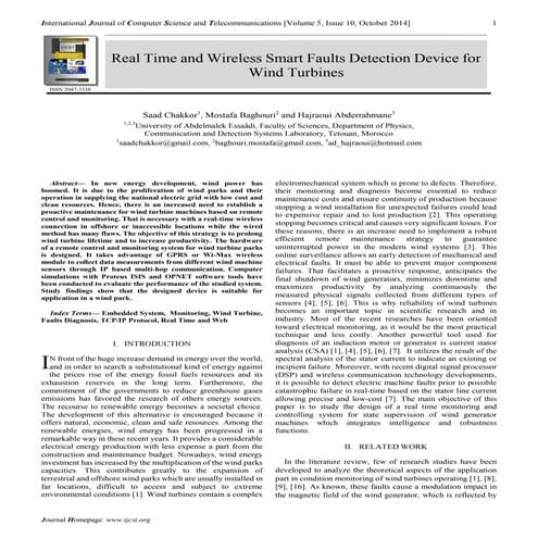 Real Time and Wireless Smart Faults Detection Device for Wind Turbines | PDF