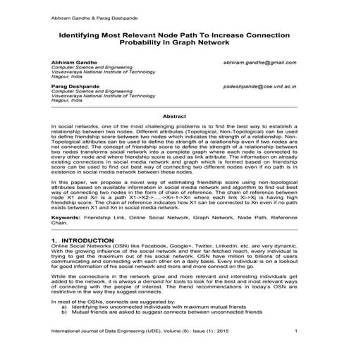 Identifying Most Relevant Node Path To Increase Connection Probability In Graph Network | PDF ...
