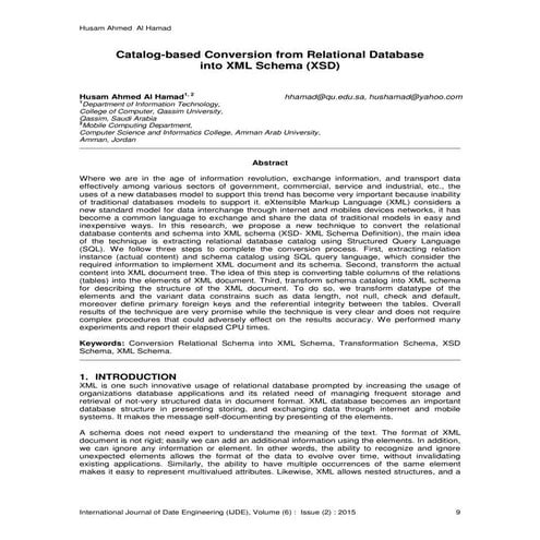 Catalog Based Conversion From Relational Database Into Xml Schema Xsd 2653