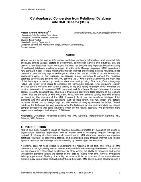 Catalog Based Conversion From Relational Database Into Xml Schema Xsd 2653