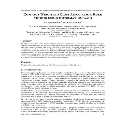 Compact Weighted Class Association Rule Mining Using Information Gain Pdf