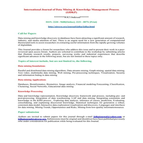 RESEARCH PAPER SUBMISSION - International Journal of Data Mining ...