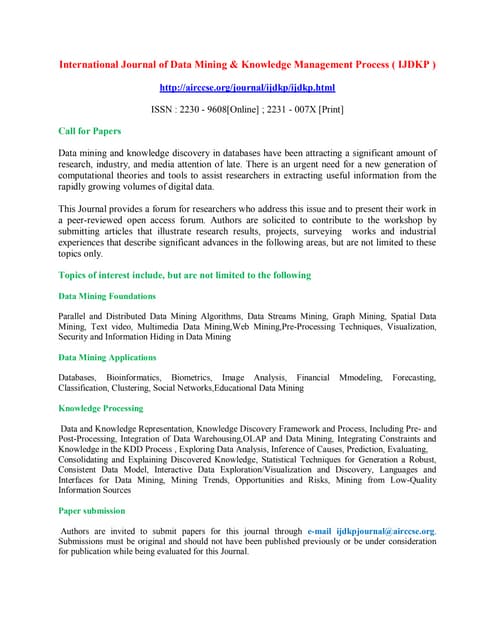 International Journal of Data Mining & Knowledge Management Process(IJDKP) | PDF