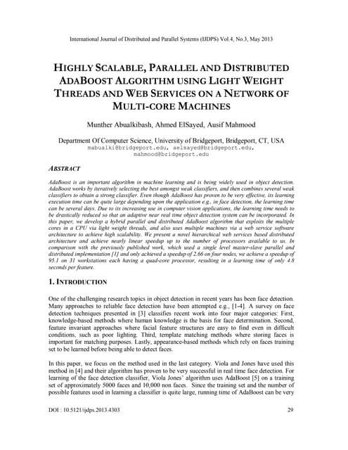 HIGHLY SCALABLE, PARALLEL AND DISTRIBUTED ADABOOST ALGORITHM USING ... HIGHLY SCALABLE, PARALLEL AND DISTRIBUTED ADABOOST ALGORITHM USING ...