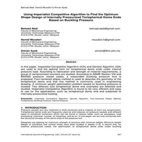 Using Imperialist Competitive Algorithm to Find the Optimum Shape Design of Internally ...