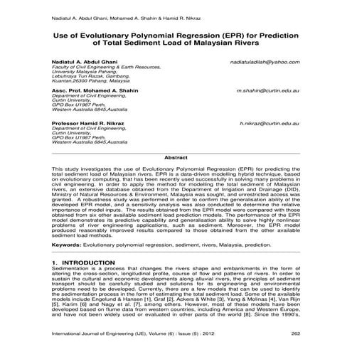 Use of Evolutionary Polynomial Regression (EPR) for Prediction of Total ...