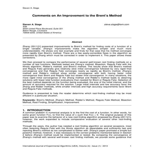 Comments on An Improvement to the Brent’s Method | PDF