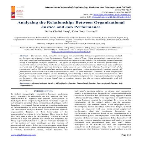 Analyzing the Relationships Between Organizational Justice and Job Performance | PDF