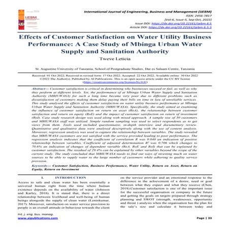Effects of Customer Satisfaction on Water Utility Business Performance ...