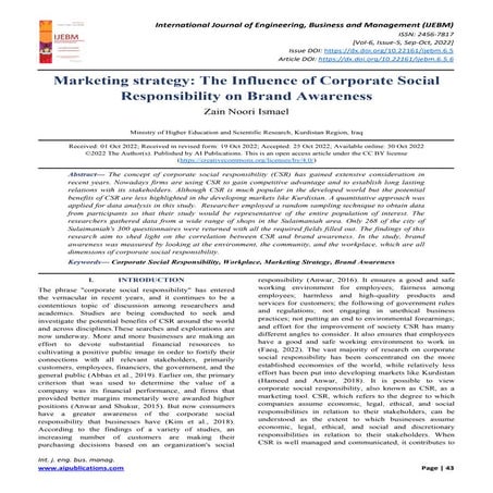 Marketing strategy: The Influence of Corporate Social Responsibility on ...