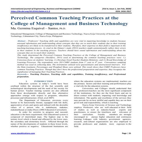 Perceived Common Teaching Practices at the College of Management and ...