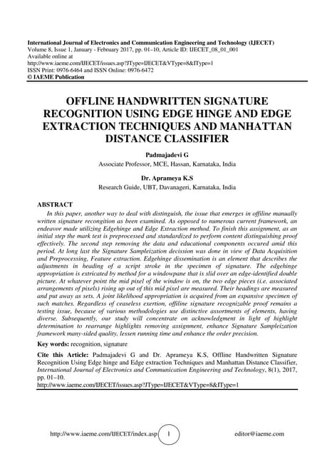 Offline Handwritten Signature Recognition Using Edge Hinge And Edge
