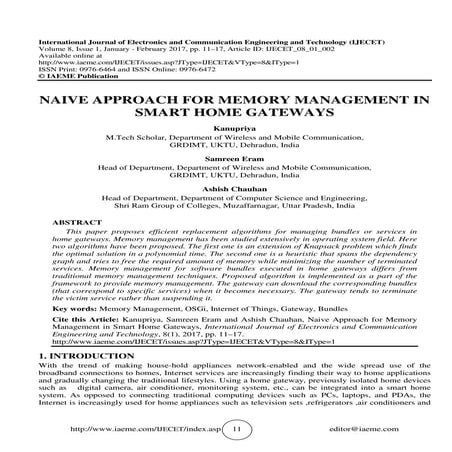 NAIVE APPROACH FOR MEMORY MANAGEMENT IN SMART HOME GATEWAYS | PDF ...