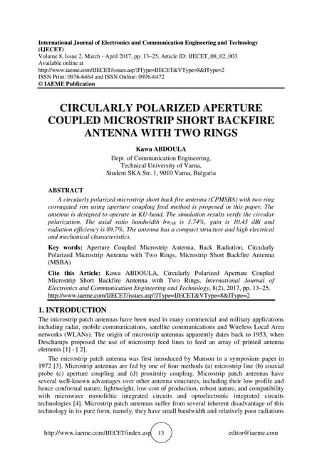 ARRAY FACTOR IN CURVED MICROSTRIPLINE ARRAY ANTENNA FOR RADAR COMMUNICATION SYSTEMS | PDF