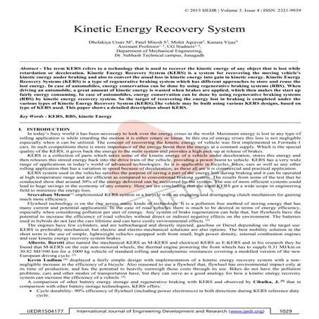 Design and Analysis of Flywheel based Kinetic Energy Recovery System | PDF